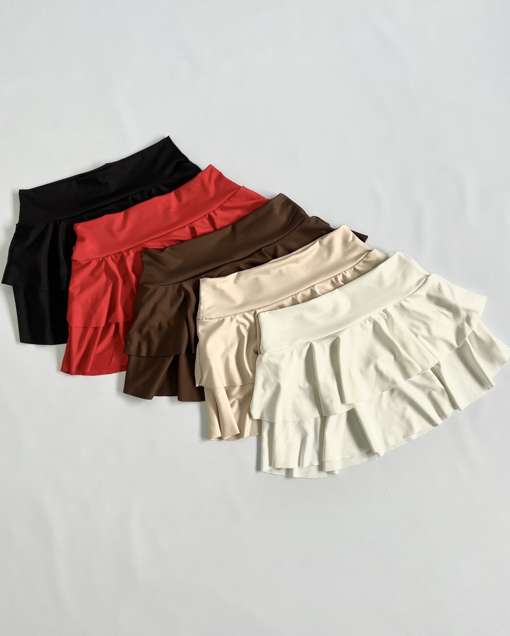 636/M-MINI POLLERA MICROFIBRA CON 2 VOLADOS – Bronze